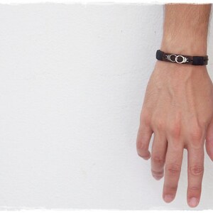 Personalized Dom Leather Bracelet, BDSM Leather Cuff, Handcuff Bracelet ...