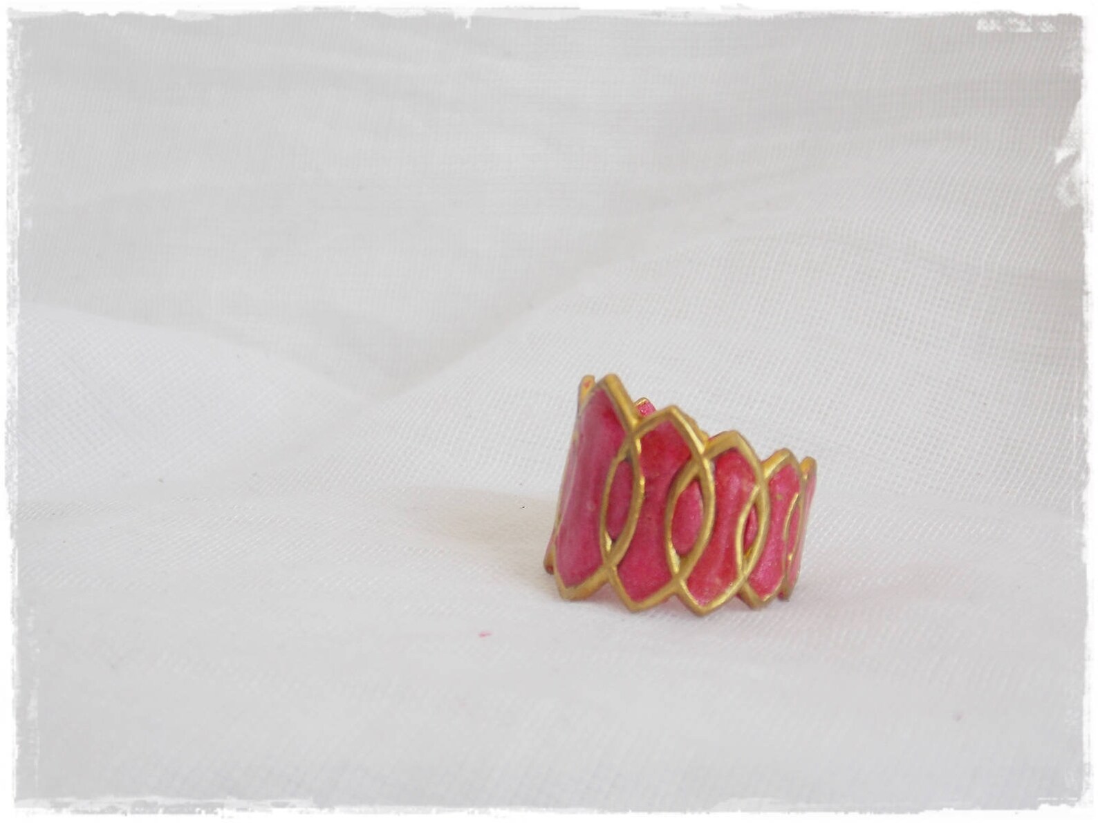Hot Pink Polymer Clay Ring Brass Shield Ring Knuckle Brass - Etsy