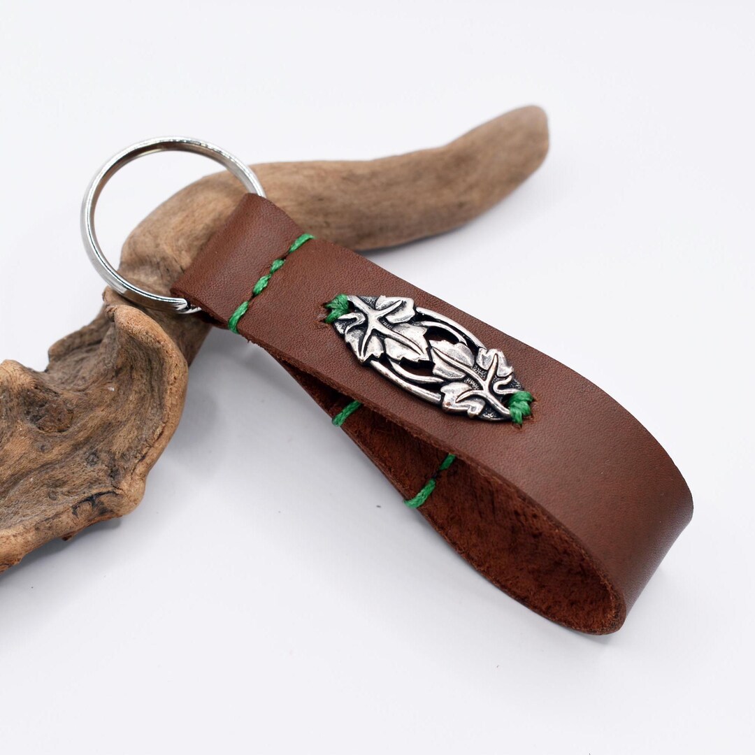 PERSONALIZED Celtic Leaves Keyfob, LARP Elvish Keyring, Leather Keyfob ...