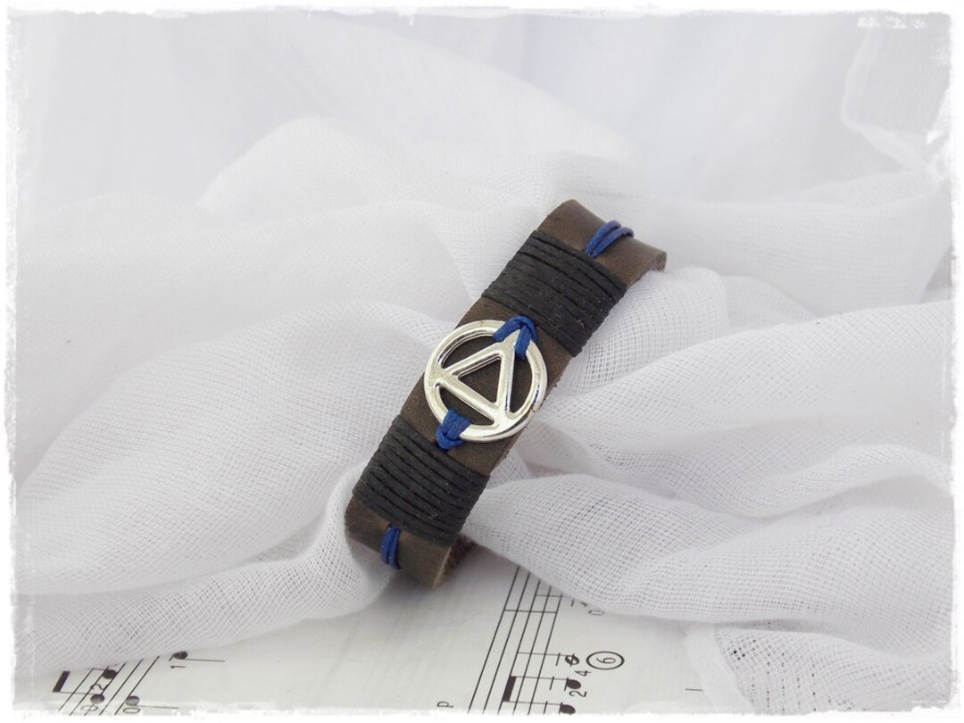 Leather Recovery Bracelet, Alcoholics Anonymous Bracelet, AA Bracelet ...