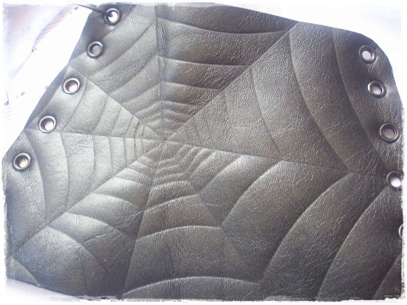 Black Leather Bracer Fantasy Spiderweb Armguard Cosplay - Etsy