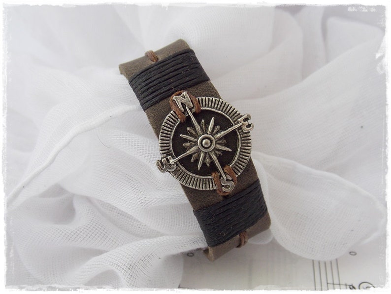 Personalized Compass Bracelet Men's Leather Bracelet - Etsy