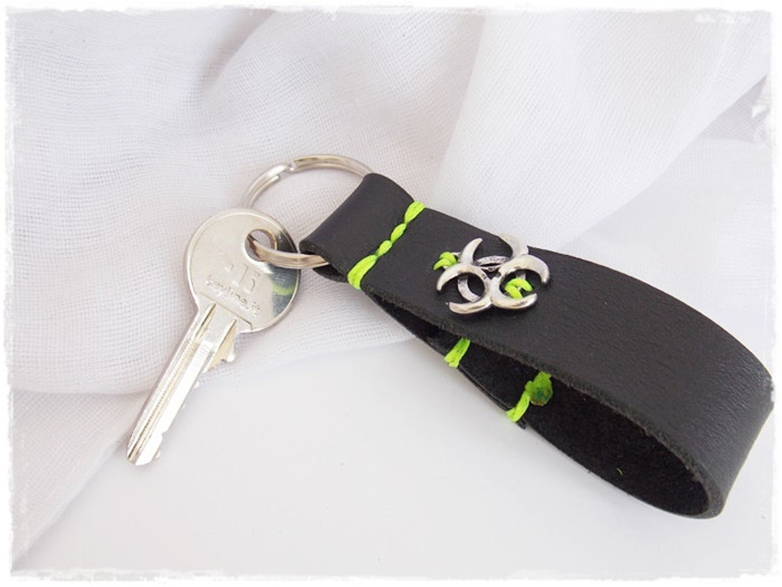 PERSONALIZED Biohazard Keyfob Sci-fi Leather Keychain Zombie - Etsy