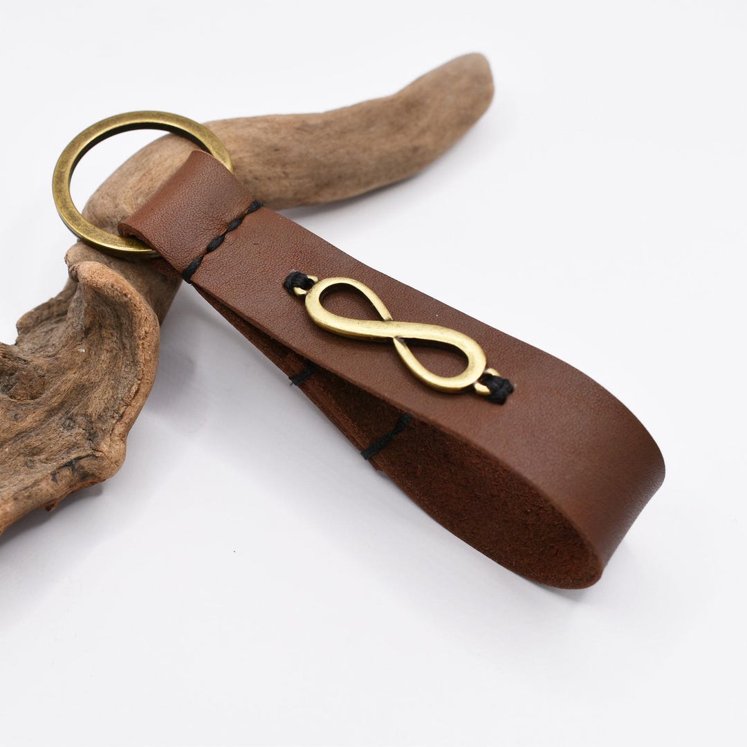 PERSONALIZED Leather Infinity Keychain – Custom Engraved 3rd ...