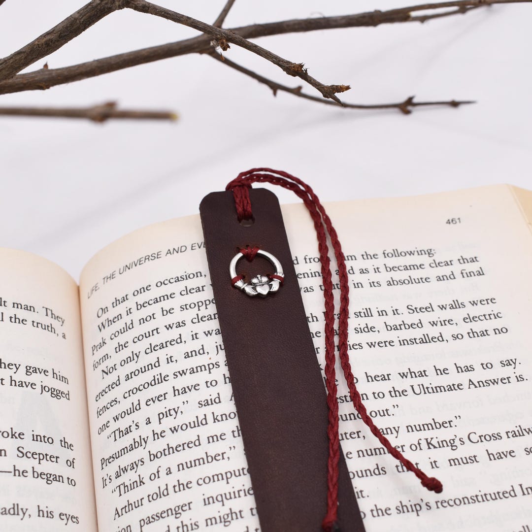 PERSONALIZED Claddagh Leather Bookmark, Irish Page Marker, Gift for ...