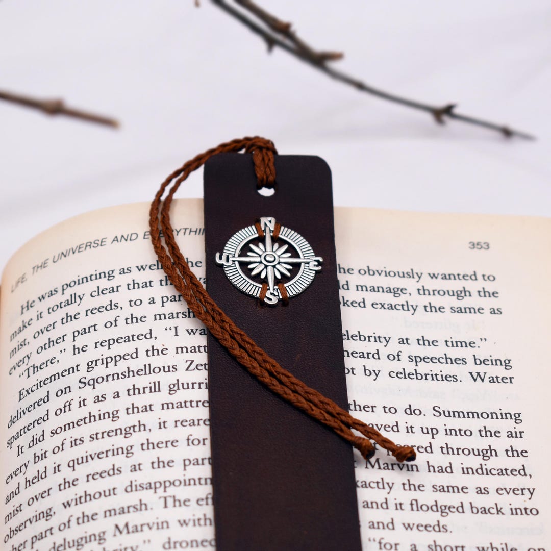 PERSONALIZED Leather Compass Bookmark, Nautical Voyager Gift - Etsy