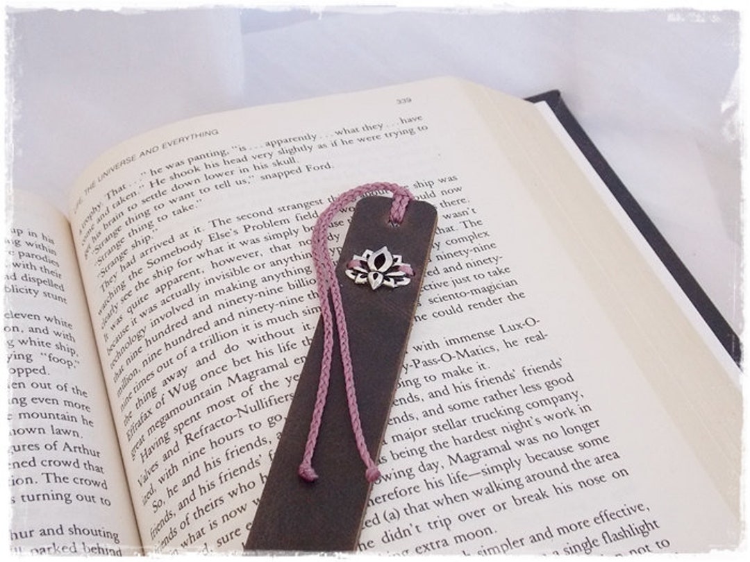 Personalized Lotus Flower Bookmark, Leather Anniversary Gift ...