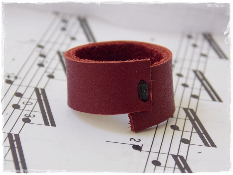 Minimal Red Ring Gothic Leather Ring Promise Leather Ring - Etsy