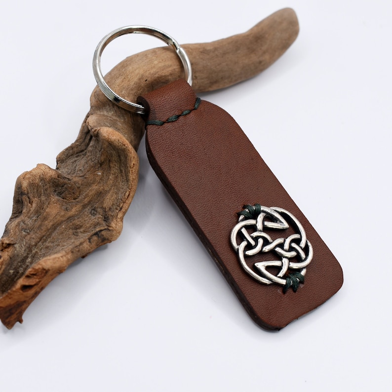PERSONALIZED Celtic Leather Keychain – Engraved Shield of Destiny Norse ...