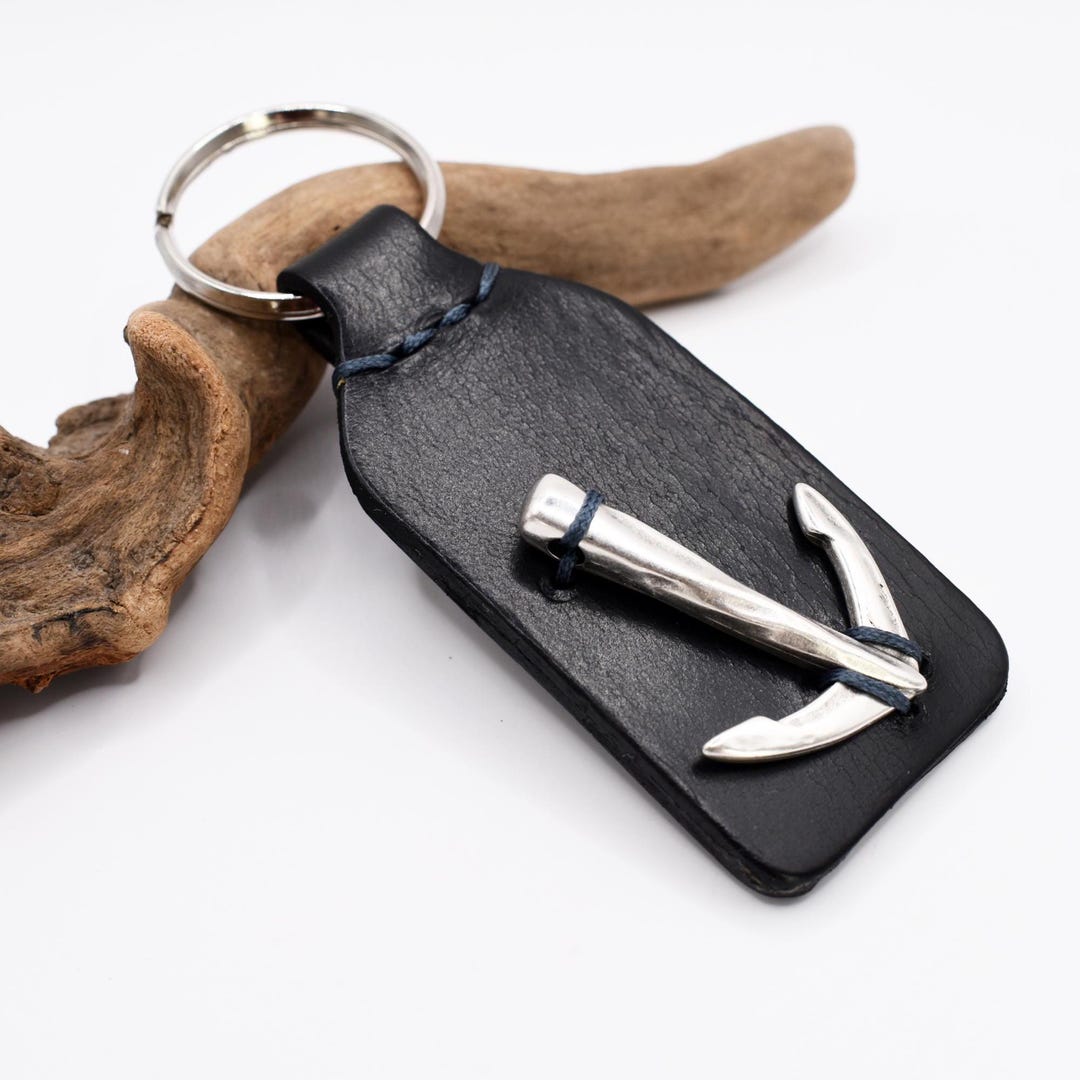 PERSONALIZED Anchor Keychain, Custom Engraved Keyring, Nautical Leather ...