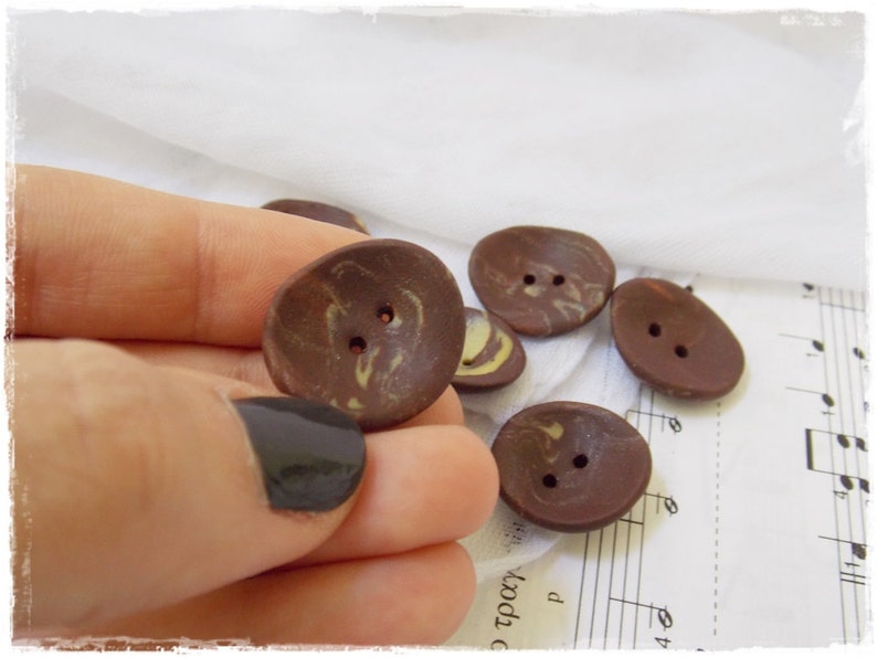 Polymer Clay Buttons Chocolate Brown Buttons Brown And | Etsy
