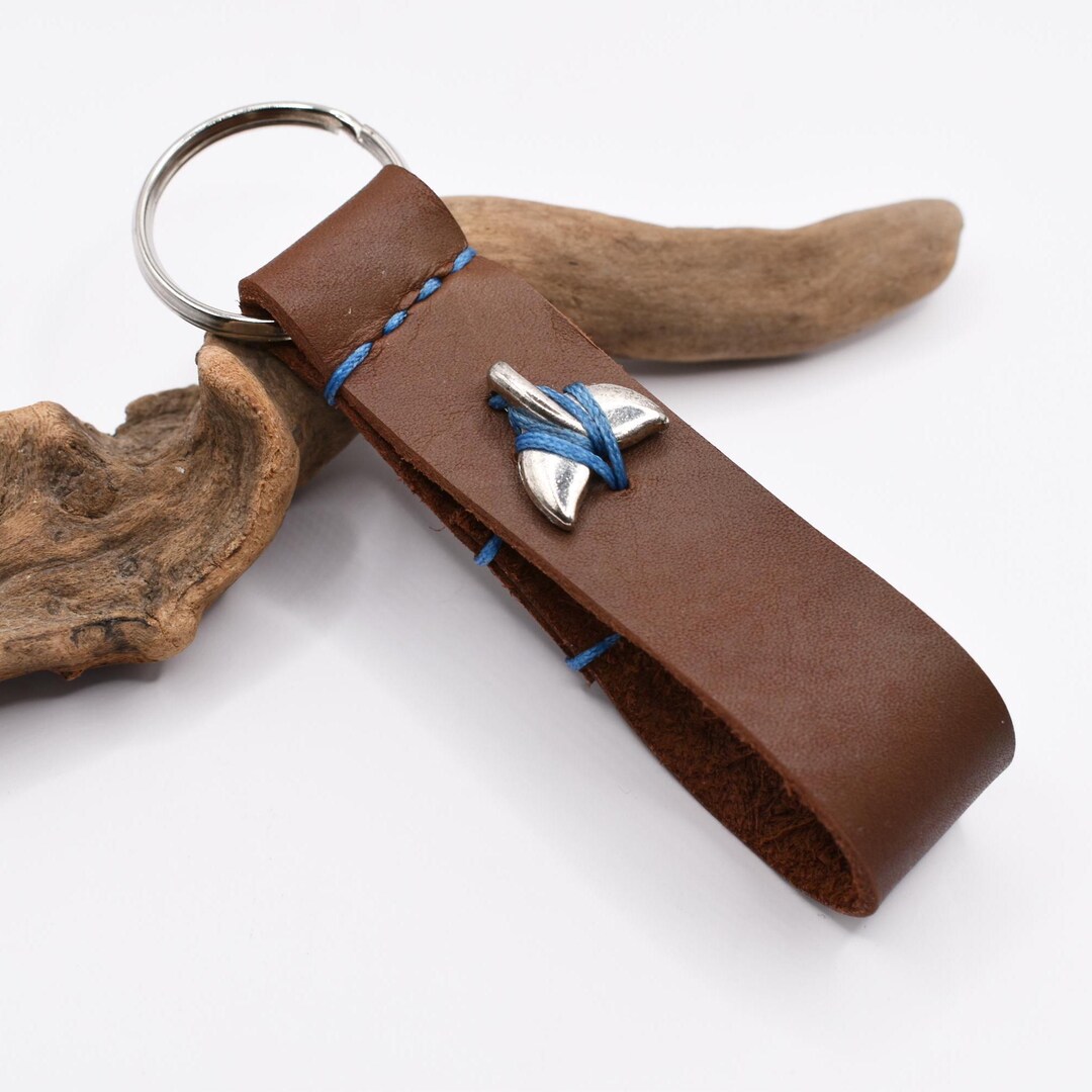 Whale Tail Keychain, PERSONALIZED Nautical Leather Keychain, Ocean ...