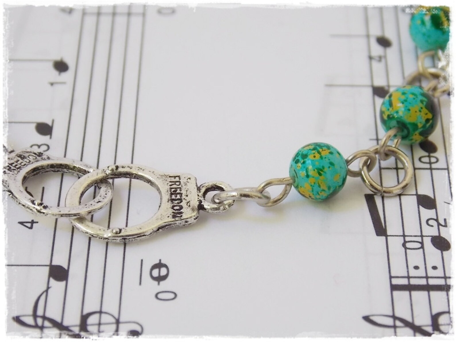 Turquoise Handcuff Bracelet Charm Beaded Bracelet BDSM | Etsy