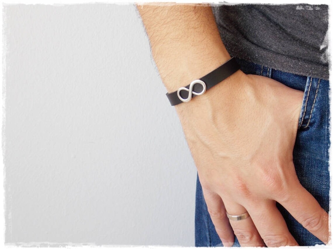 Infinity Symbol Leather Bracelet, Men's Leather Bracelet, Leather ...