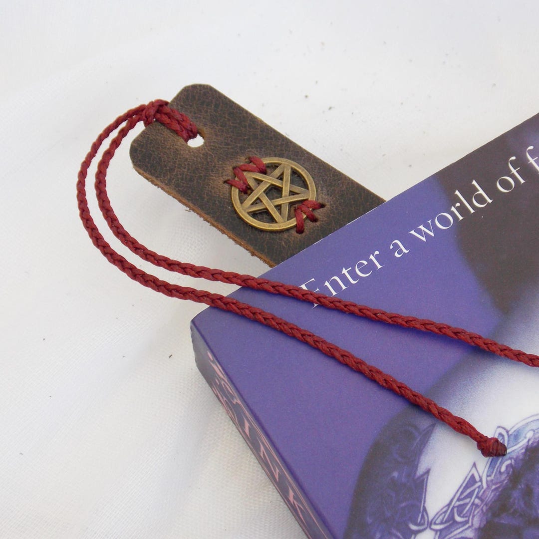 Pentagram Bookmark, Leather Bookmark, Pentacle Bookmark, Devil's Trap ...