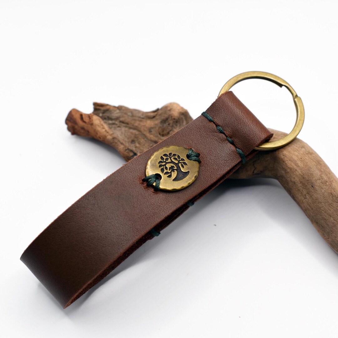 Tree of Life Keychain, PERSONALIZED Leather Keychain, Men's Celtic ...