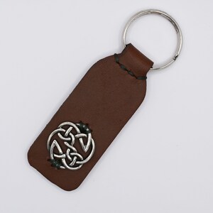 PERSONALIZED Celtic Leather Keychain – Engraved Shield of Destiny Norse ...