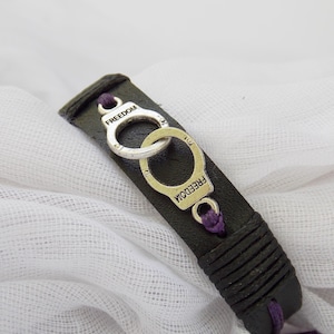 Personalized Dom Leather Bracelet, BDSM Leather Cuff, Handcuff Bracelet ...