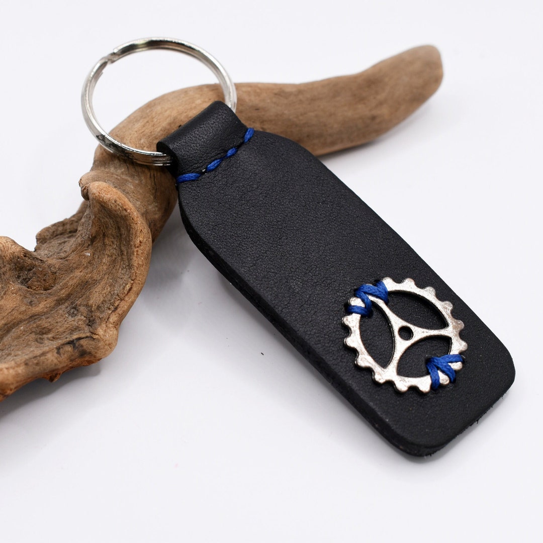 Clock Gear Leather Keychain, PERSONALIZED Leather Keychain, Steampunk ...