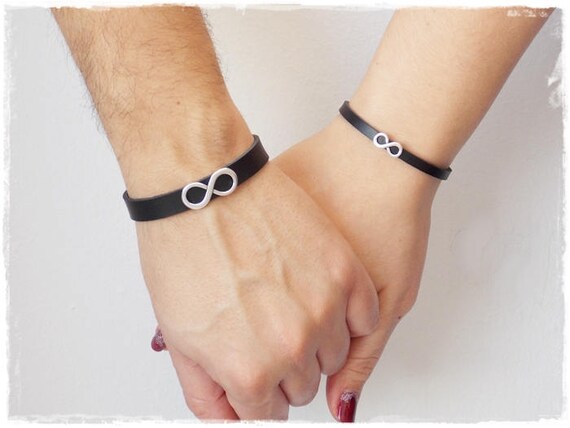 His Hers Leather Bracelets Infinity Leather Bracelets 3rd Anniversary Bracelets Couple s Bracelets Couple s Infinity Bracelets