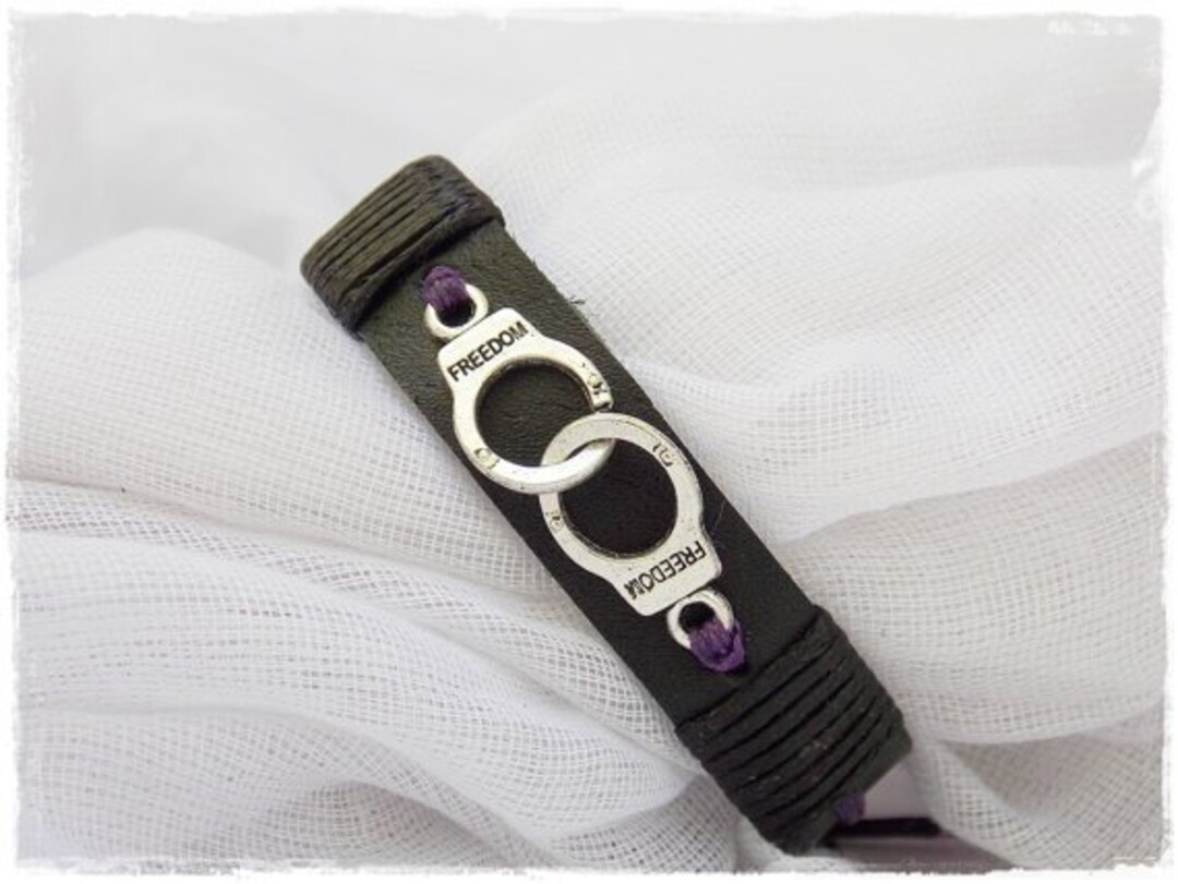 Personalized Dom Leather Bracelet, BDSM Leather Cuff, Handcuff Bracelet ...