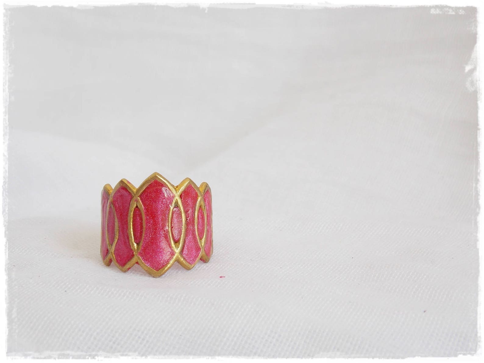 Hot Pink Polymer Clay Ring Brass Shield Ring Knuckle Brass | Etsy