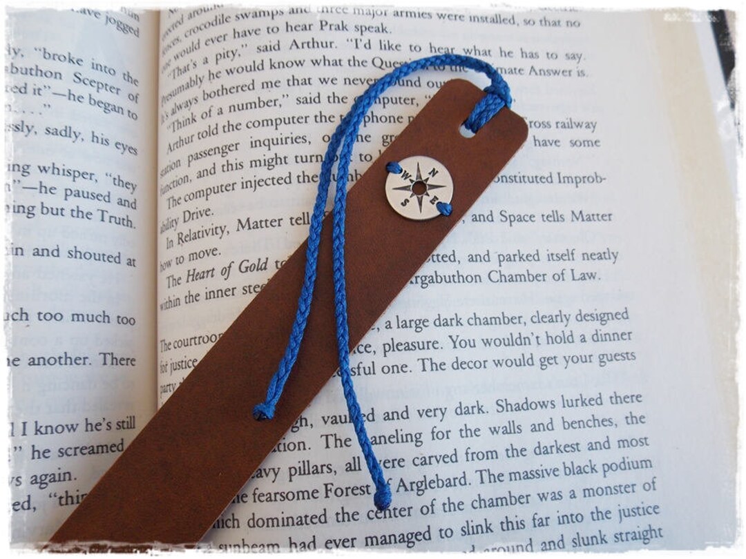 PERSONALIZED Leather Bookmark, Compass Bookmark, Sailor's Bookmark ...