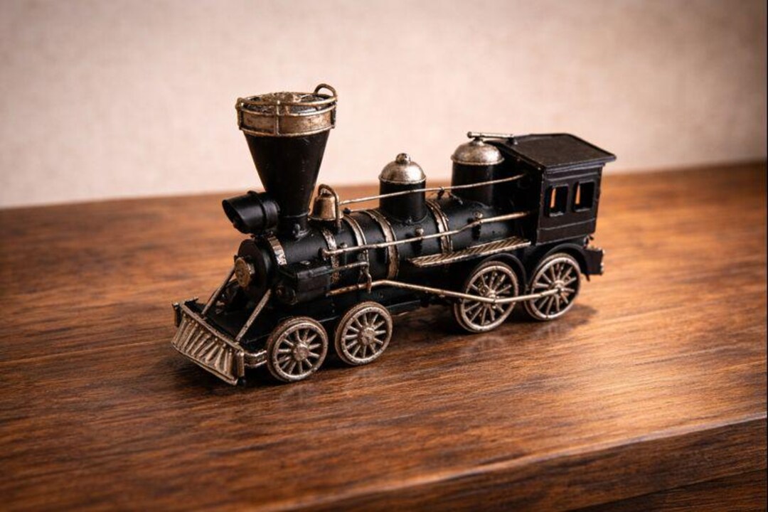 Vintage Style Metal Steam Locomotive | Industrial Desk Decor Train ...