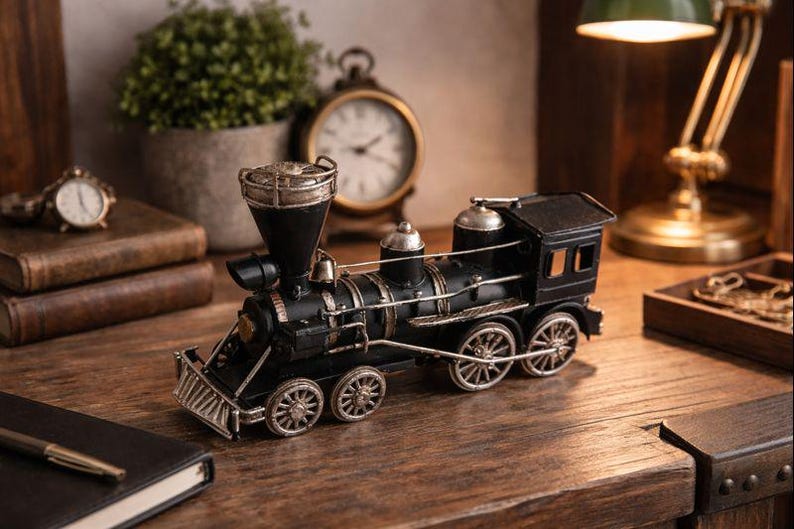 Metal Steam Locomotive Model, Industrial Desk Decor, Train Figurine - Etsy
