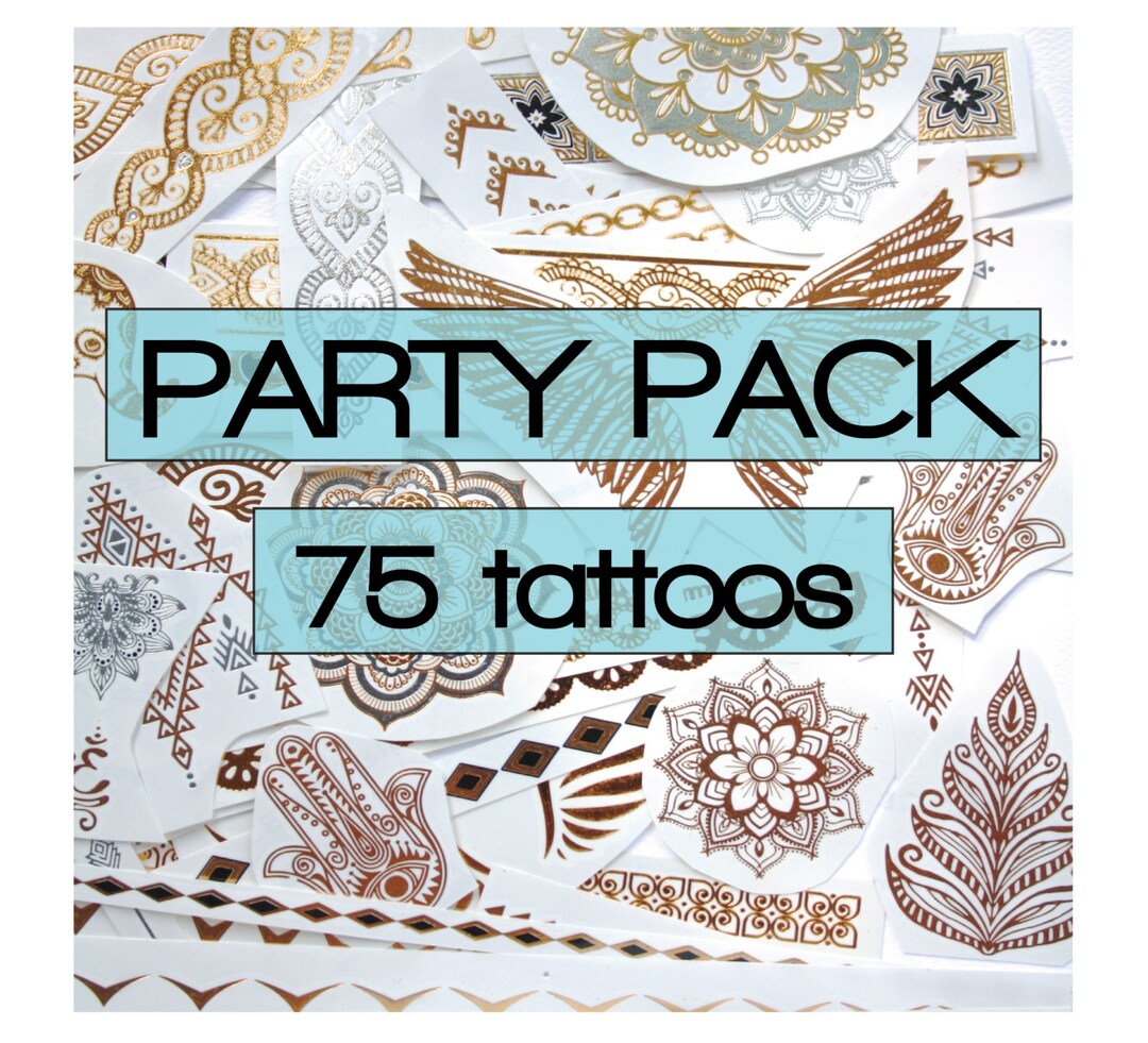 Grab Bag of Gold, Silver Metallic Tattoos With Color Highlights for ...