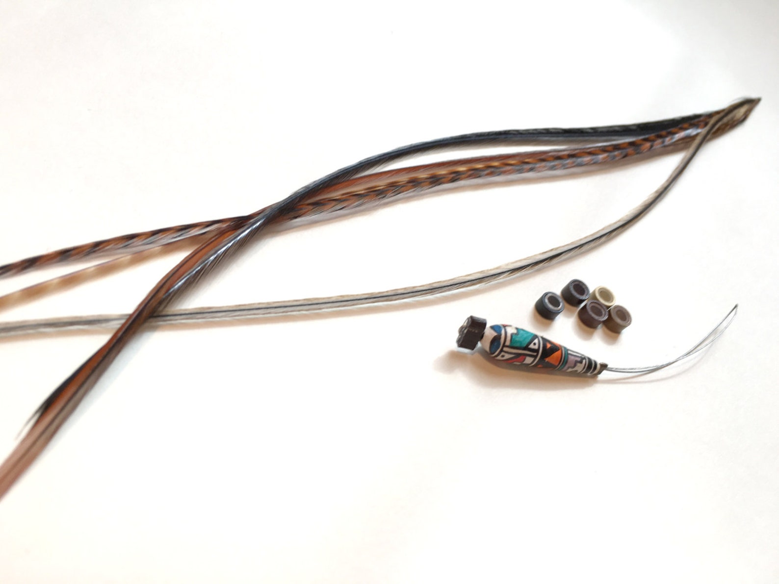 Feather Hair Extension Kit: 5 Real Bonded Thin Feathers With 3 - Etsy