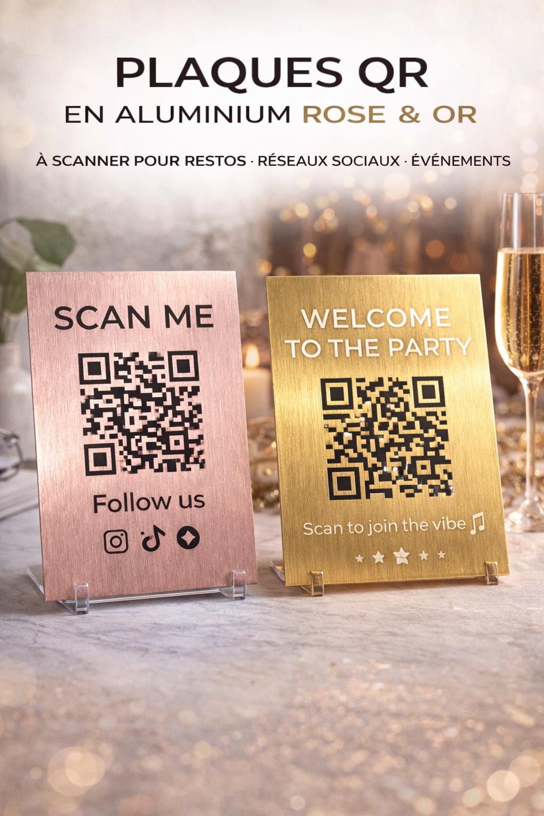 Personalized A4 QR Code Aluminum Sign – Rose Gold / Gold – Scan Me ...