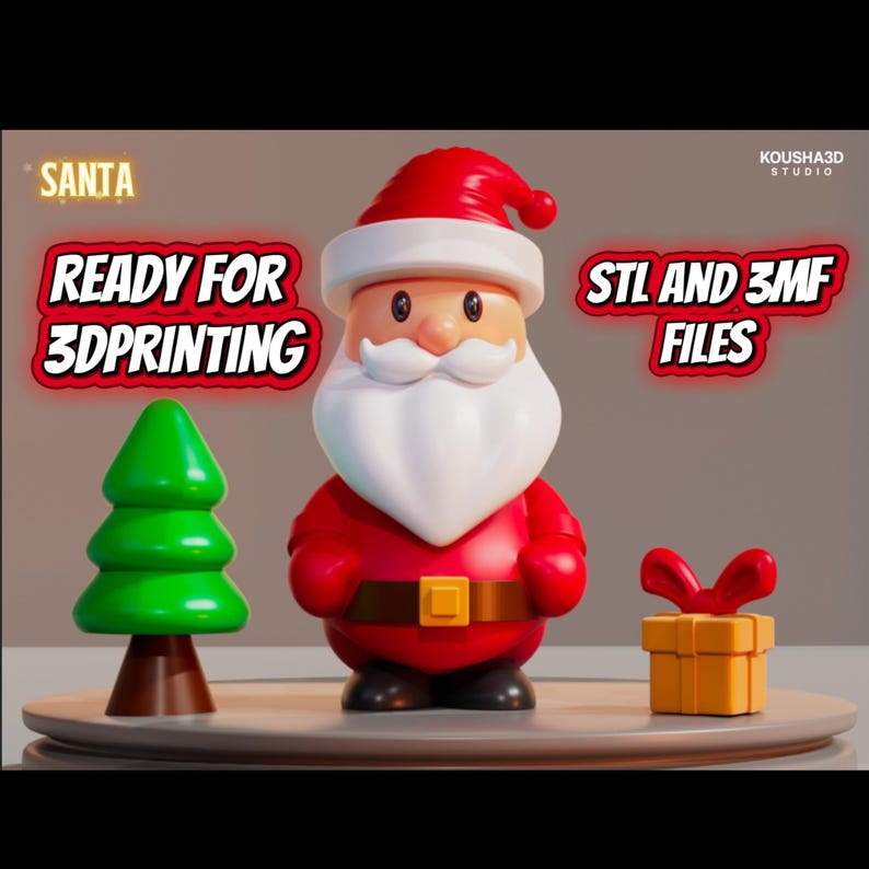 Santa Claus STL 3D Print File | Cute Stylized Santa Figurine ...