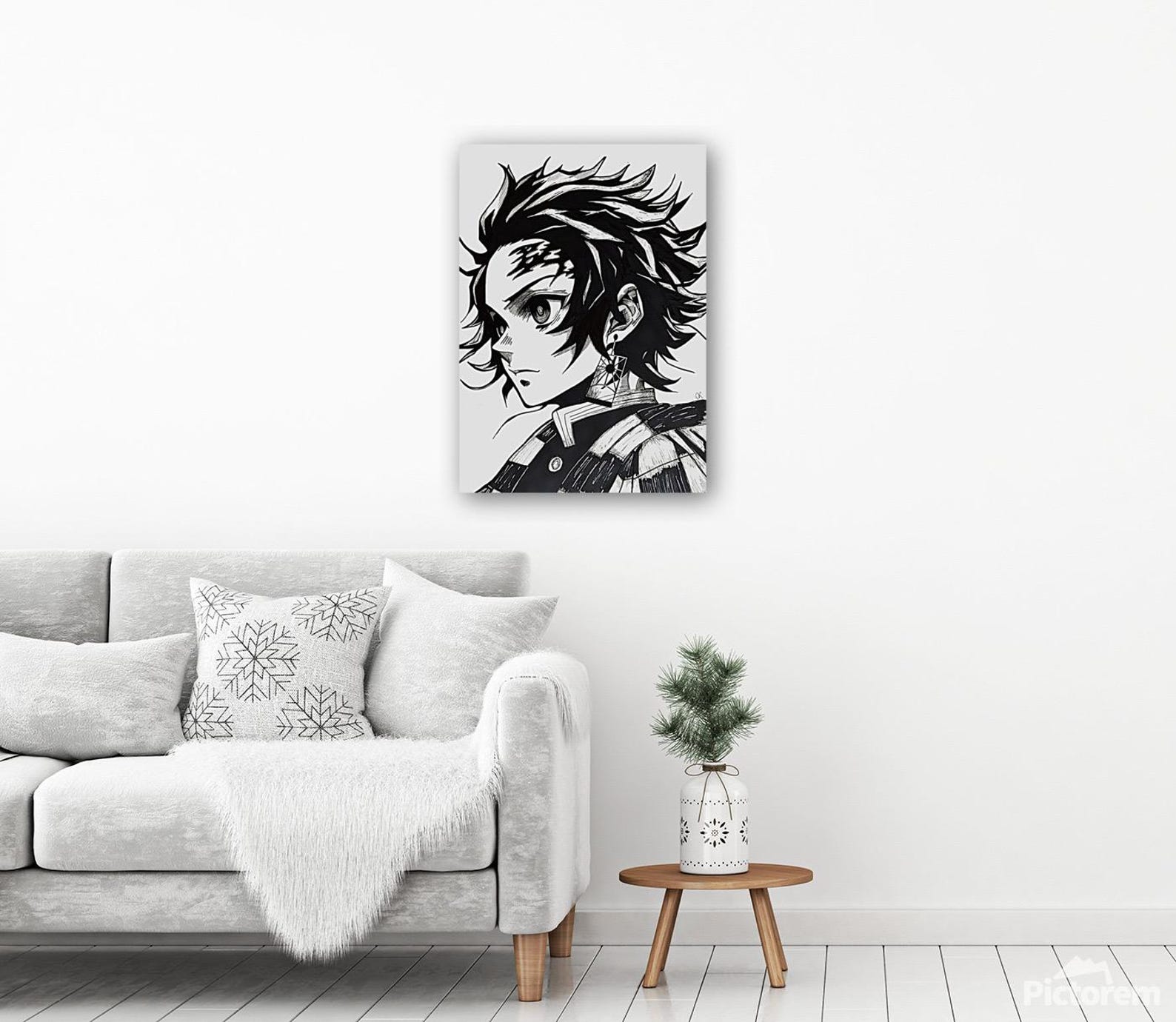 Graphic Portrait of Tanjiro - Demon Slayer - Black & White Print - Etsy