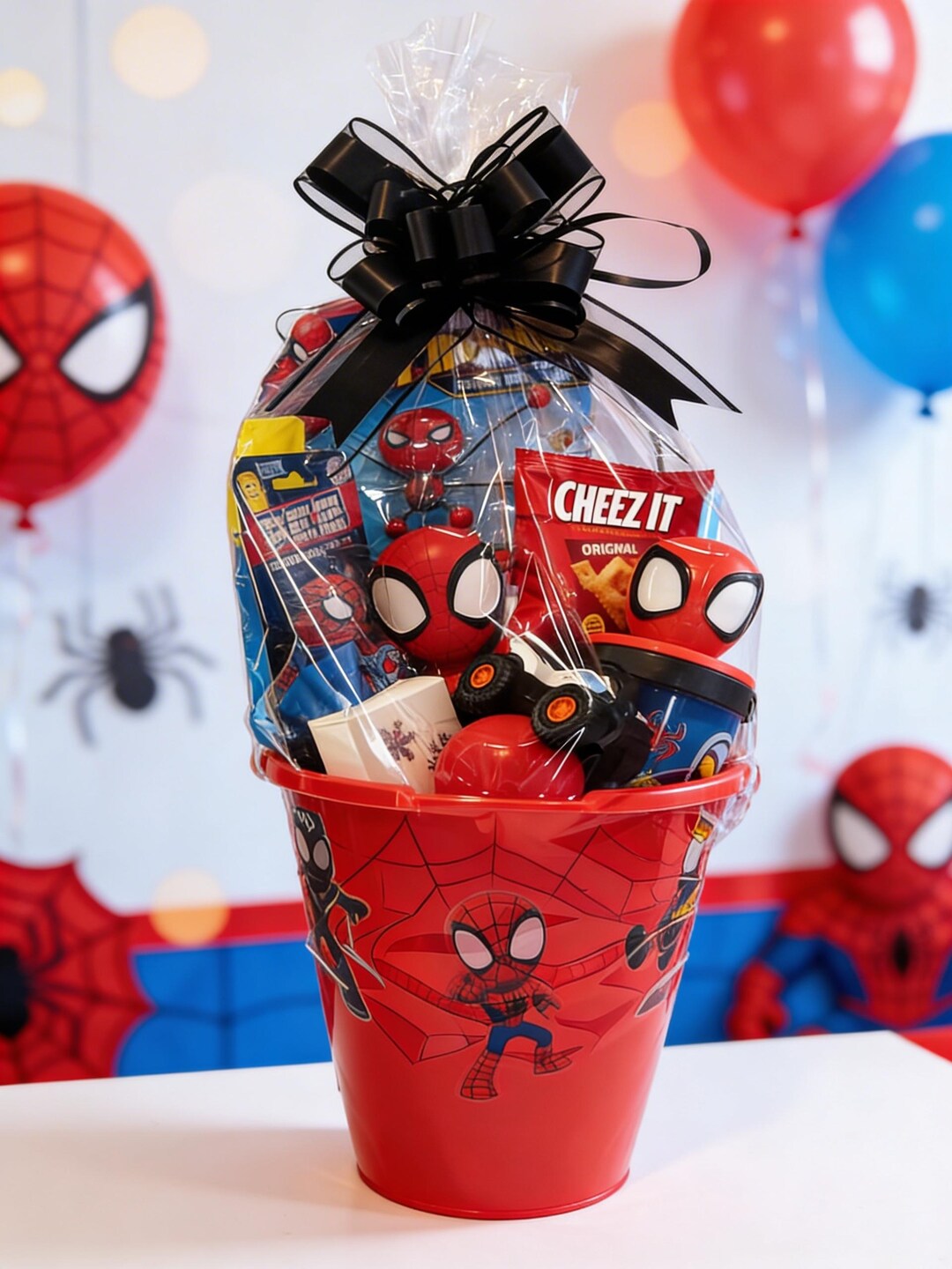 Spidey and Friends Themed Gift Basket: Toys, Snacks, Bucket (birthday ...