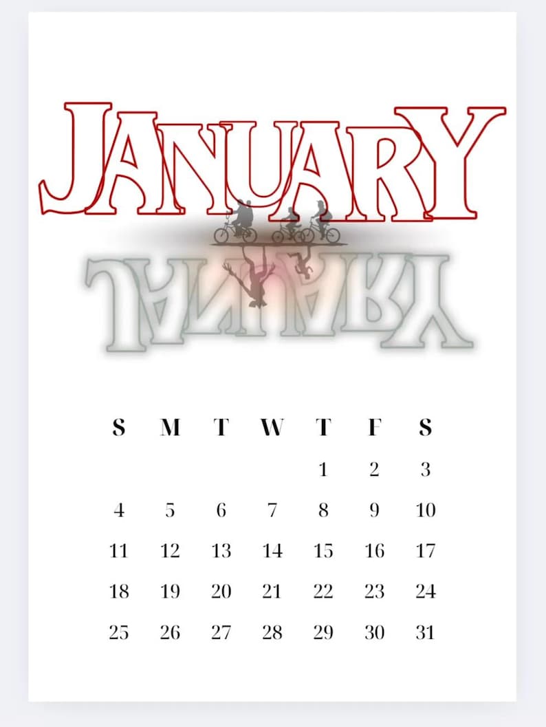 Stranger Things 2026 Desk Calendar - CANVA TEMPLATE Edit and Print ...