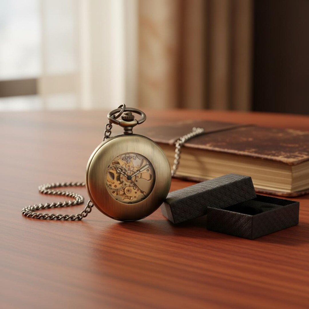 Mechanical Flip Pocket Watch With Box | Vintage Luxury Luminous Hollow ...