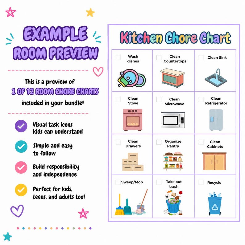 Visual Chore Chart Bundle | Picture Chore Chart | Family Chore Chart ...