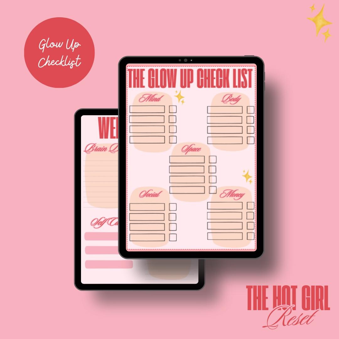 Hot Girl Glow-up Checklist | That Girl Planner | Main Character Reset ...