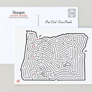 Oregon Map Maze 5x7" Postcard | Hand Designed | Portland / Mt. Hood ...