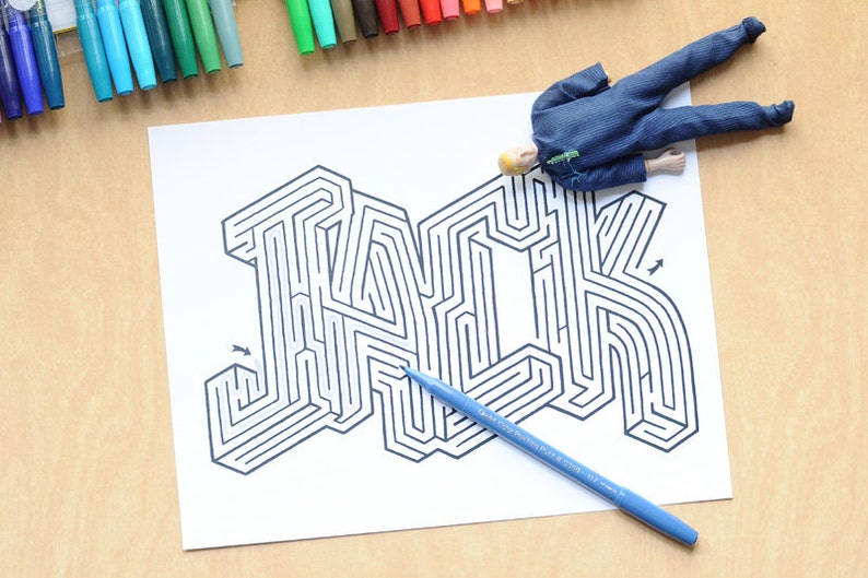 JACK Name Maze / Instant DOWNLOAD Printable PDF / Personalized Activity ...