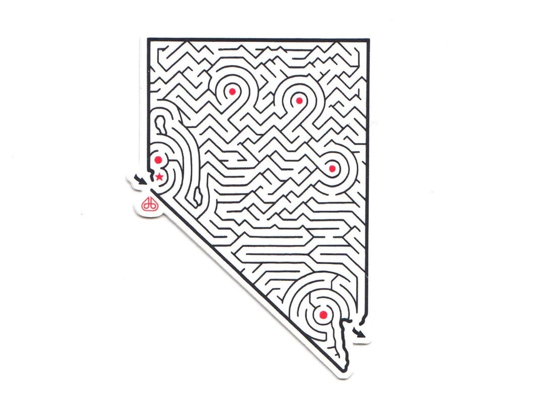 Nevada Maze State Map Sticker | Premium Die Cut Vinyl | 2.25 X 3.25 ...