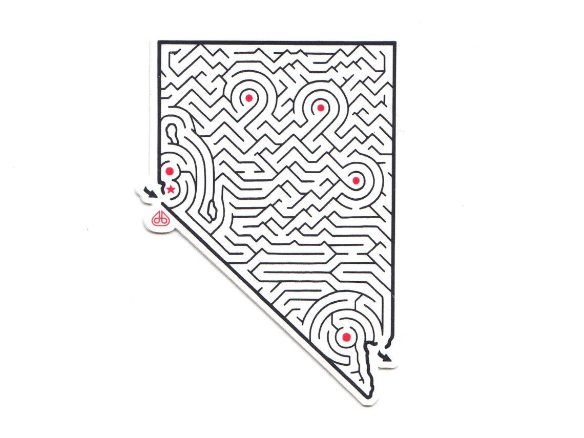 Nevada Maze State Map Sticker | Premium Die Cut Vinyl | 2.25 X 3.25 ...