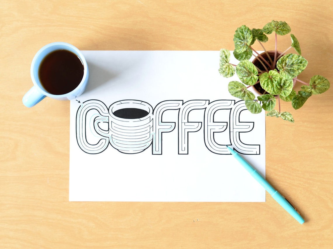 Coffee Word Maze / Instant DOWNLOAD Printable PDF / Hand-designed Fun ...