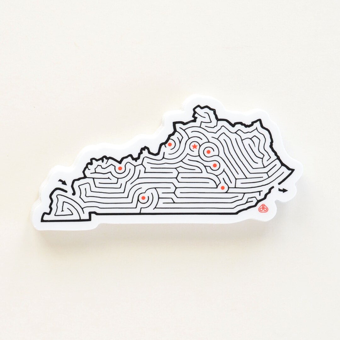 Kentucky Maze State Map Sticker | Premium Die Cut Vinyl | 4 X 2 Inches ...