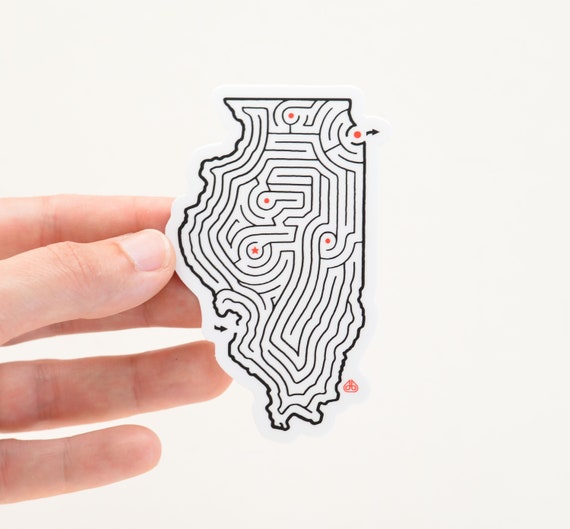 Illinois Maze State Map Die Cut Vinyl Sticker 2.25 X 3.5 | Etsy