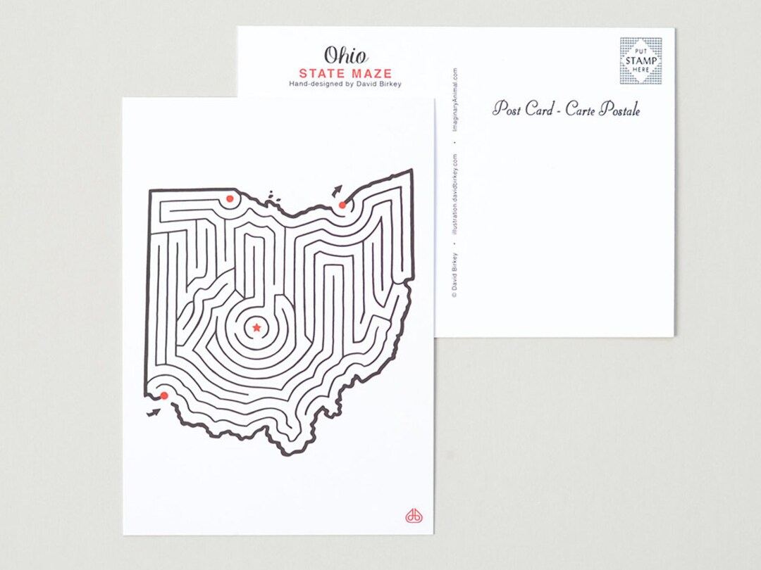 Ohio Maze 5x7" Postcard | Hand Designed by David Birkey | Cincinnati ...
