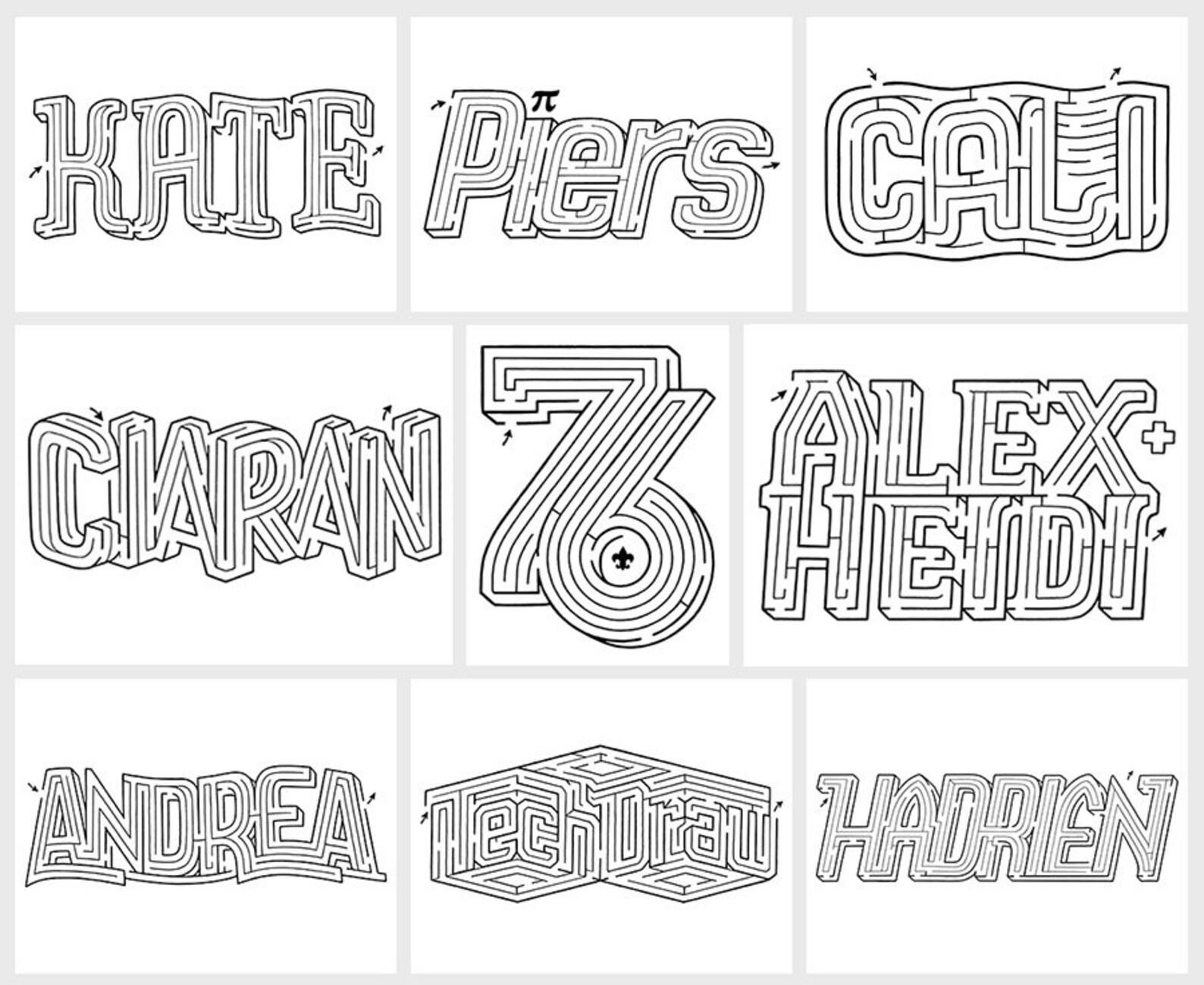 CUSTOM Hand-lettered Name Maze - Fun Activity for All Ages - Printable ...