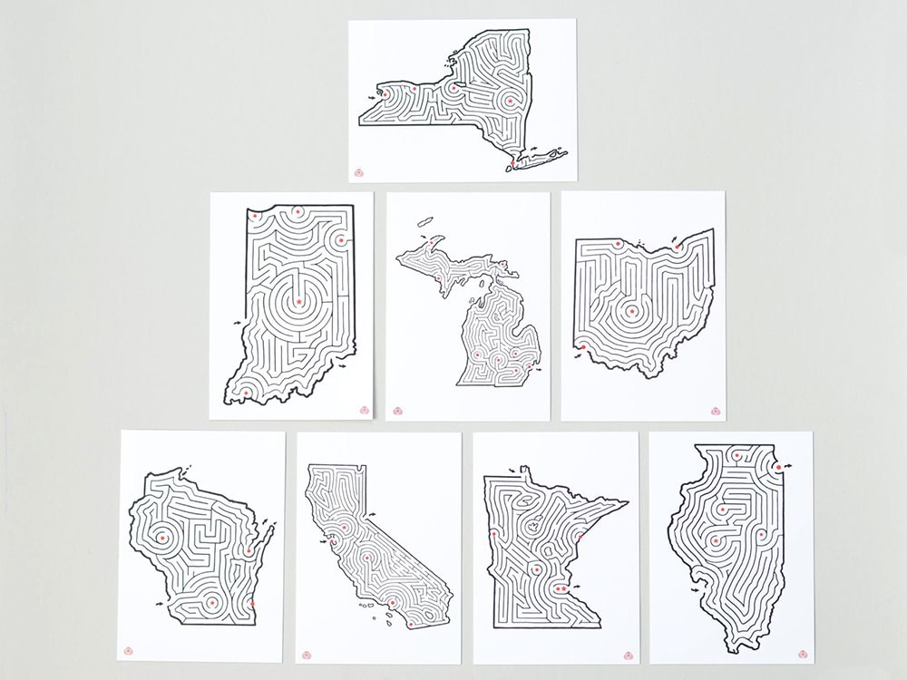 Ohio Maze 5x7" Postcard | Hand Designed by David Birkey | Cincinnati ...