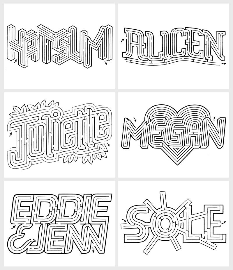CUSTOM Hand-lettered Name Maze - Fun Activity for All Ages - Printable ...